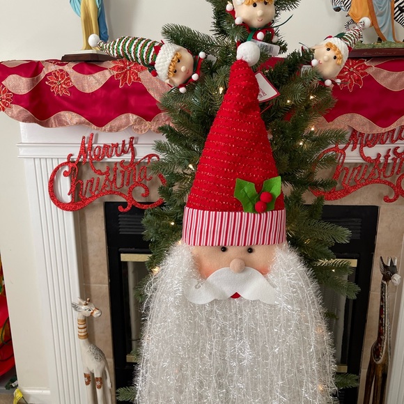 Holiday | Santa Claus Head With A Full Facial Beard And Three Elves ...